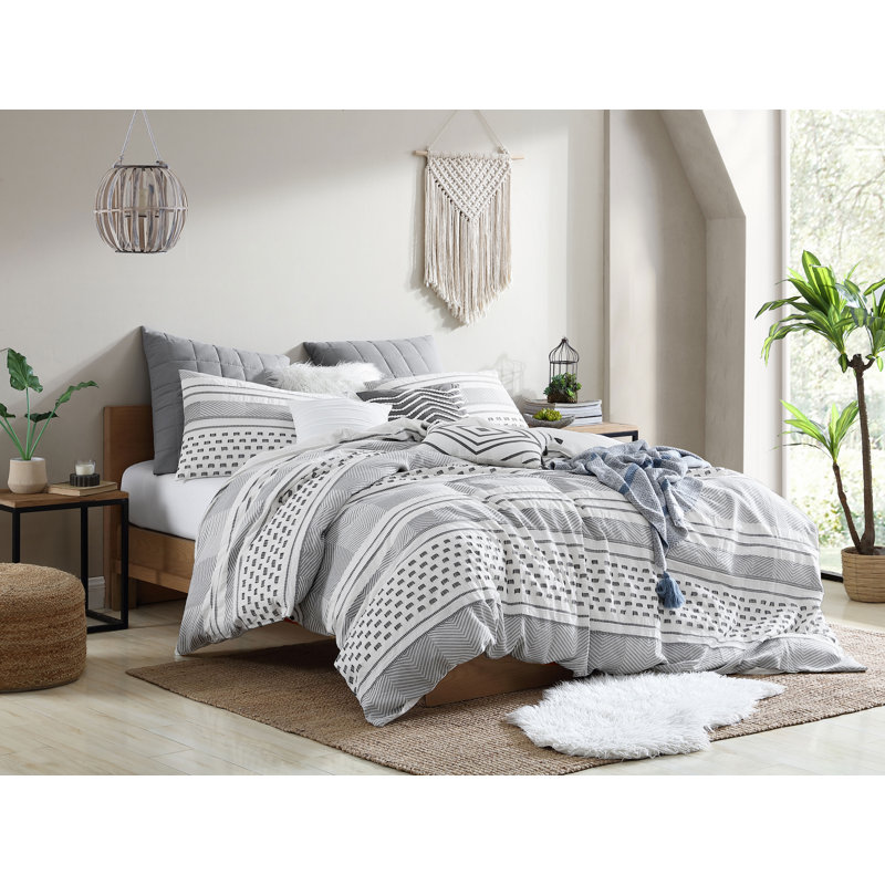 Swift Home 100 Cotton Geometric Clip Jacquard Stripes 5 Piece Comforter Set Reviews Wayfair